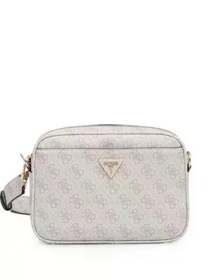 Guess Monogram-print Logo-plaque Shoulder Bag - Neutrals