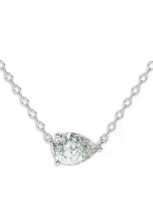 DIAMOND ESSENTIALS 14k White Gold Pear-cut Diamond Necklace - Silver
