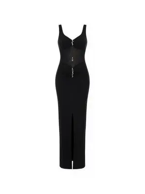 MANURI Kristen Bead Detail Maxi Dress - Black