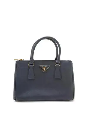 Prada 2010-2026 Small Saffiano Lux Galleria Double Zip Satchel - Blue