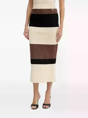 FRACOMINA Striped Logo-plaque Midi Skirt - Neutrals
