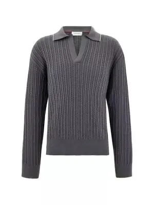 FERRAGAMO Knitted Polo Top - Grey