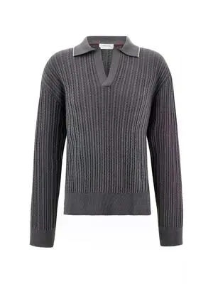 FERRAGAMO Knitted Polo Top - Grey