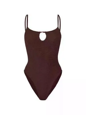 Hunza G Mia Crinkle-effect Swimsuit - Brown
