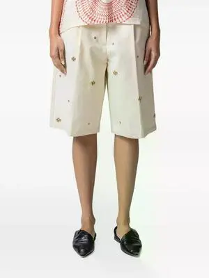 MULLER OF YOSHIOKUBO Embellished Pleated Shorts - Neutrals