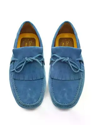 DOUCAL'S Suede Fringed Lace-up Loafers