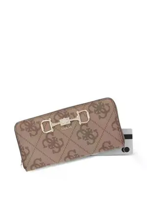 Guess Logo-print Zip-up Wallet - Brown