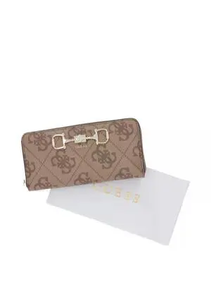 Guess Logo-print Zip-up Wallet - Brown