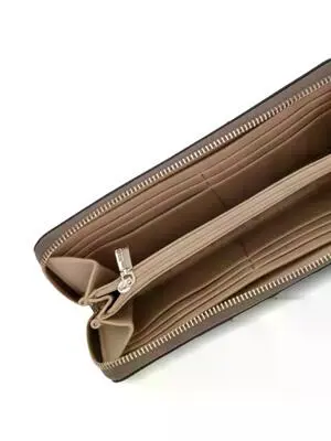 Guess Logo-print Zip-up Wallet - Brown