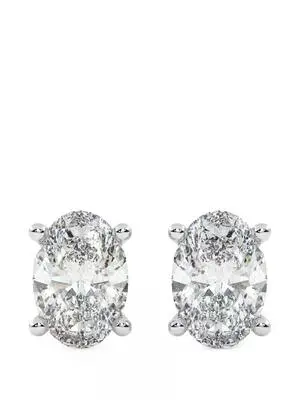 Diamond Essentials 14k White Gold Oval-cut Diamond Stud Earrings 2 Carats Total - Silver