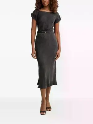 Guess Belted Cap-sleeve Midi Dress - Black