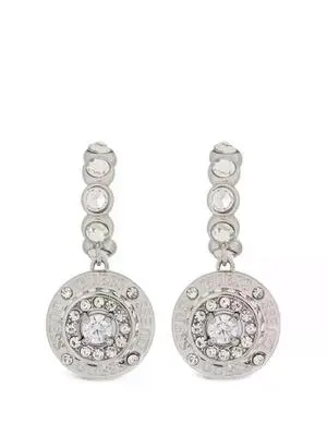Guess Crystal-embellished Logo-engraved Drop Earrings - Silver