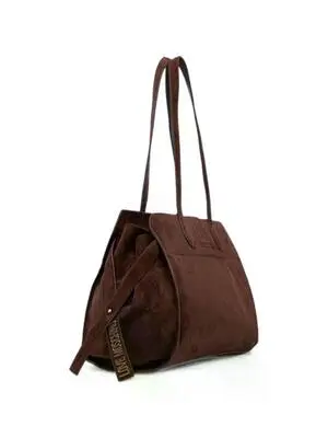Moschino Logo-lettering Suede Tote Bag