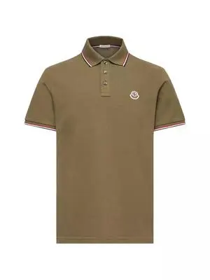 Moncler Logo-patch Tipped Polo Shirt - Brown