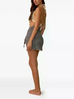 MONTCE Gingham-check Sarong Mini Skirt