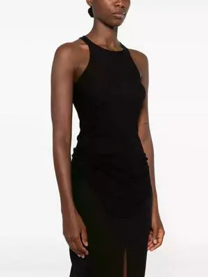Rick Owens Ribbed Racerback Tank Top With Curved Hem