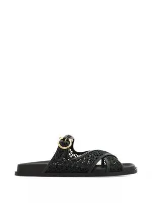 FERRAGAMO Gancini Buckle Crossover Slides