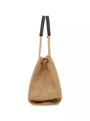 FERRAGAMO Mia Raffia Tote Bag With Gancini Buckle