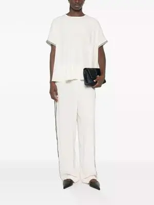 Fabiana Filippi Short-sleeve Top With Striped Trim - Neutrals