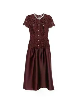 SELF-PORTRAIT Belted Midi Dress - Brown