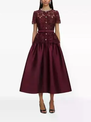 SELF-PORTRAIT Belted Midi Dress - Brown