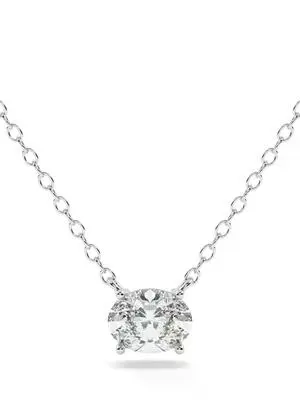 DIAMOND ESSENTIALS Oval Diamond Necklace In White Gold - Silver