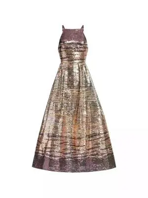 Elie Saab Sequin-embroidered Sleeveless Maxi Dress - Gold