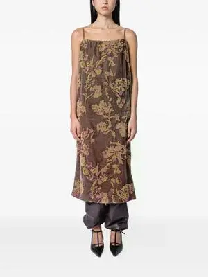 MULLER OF YOSHIOKUBO Embroidered I-line Midi Dress - Brown