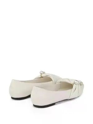 JIMMY CHOO Rafi Pearl-embellished Ballet Flats - Neutrals