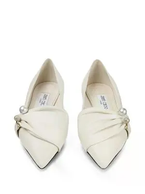 JIMMY CHOO Raffi Pearl-embellished Ballet Flats