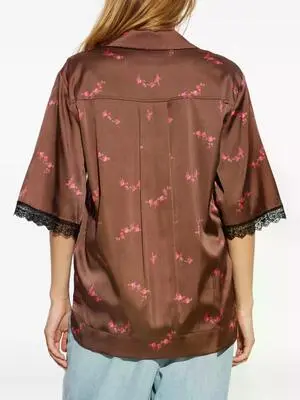 GANNI Floral-print Lace-trim Shirt