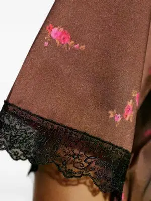 GANNI Floral-print Lace-trim Shirt
