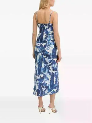 Guess Leaf-print Cowl-neck Midi Dress