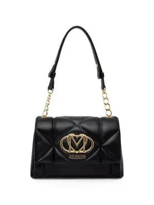Moschino Logo-plaque Quilted Shoulder Bag - Black