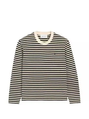 AMI Paris Mariniere Cotton T-shirt With De Coeur - Black