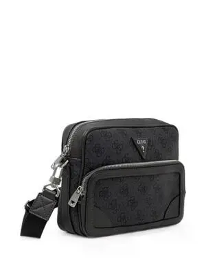 Guess Monogram-print Logo-plaque Messenger Bag