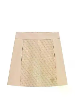 Guess Monogram Print Panelled Mini Skirt - Neutrals