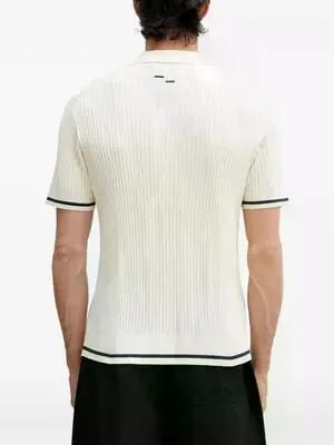 Filling Pieces Ribbed-knit Embroidered-logo Polo Shirt