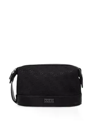 Guess Boston Monogram Print Wash Bag - Black
