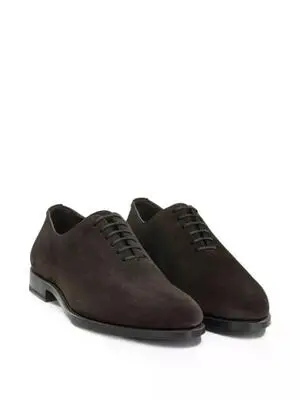 FERRAGAMO Suede Almond-toe Lace-up Shoes