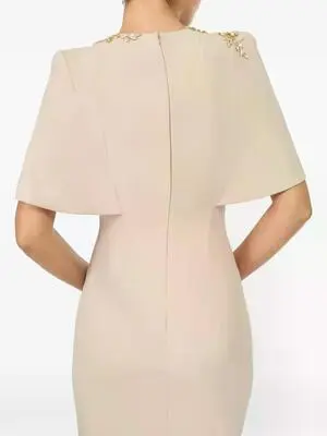 Jenny Packham Juniper Crystal-embellished Cape-sleeve Dress