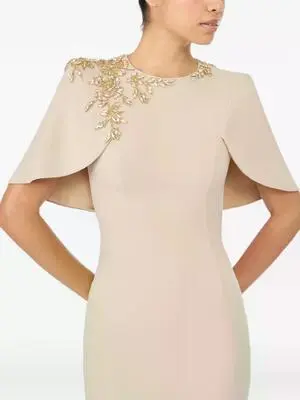 Jenny Packham Juniper Crystal-embellished Cape-sleeve Dress