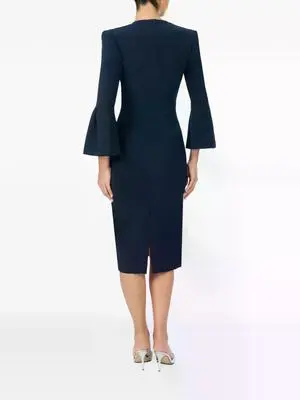 Jenny Packham Debut Bow-embellished Bell-sleeve Dress - Blue