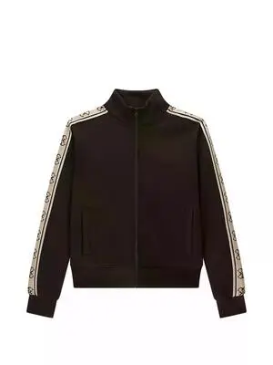 Guess Logo Tape Zip-up Sweater - Brown