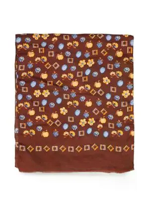 Vintage Geometric Fruit-print Scarf - Brown