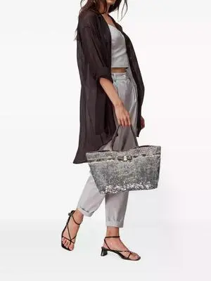FERRAGAMO Vara Bow Sequin Tote Bag - Grey