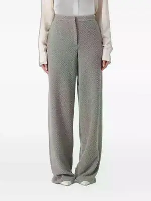 Emporio Armani Chevron-knit Wide-leg Trousers - Grey