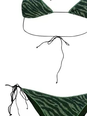 Oseree Zebra-pattern Bikini - Green