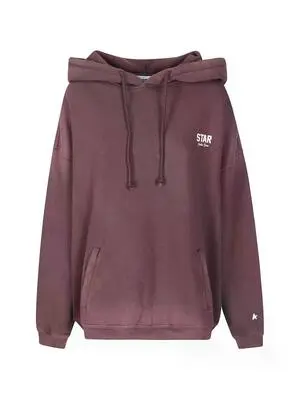 GOLDEN GOOSE Distressed Logo Hoodie - Brown