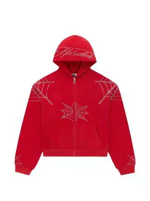 SP5DER Rhinestone-embellishment Hoodie - Red